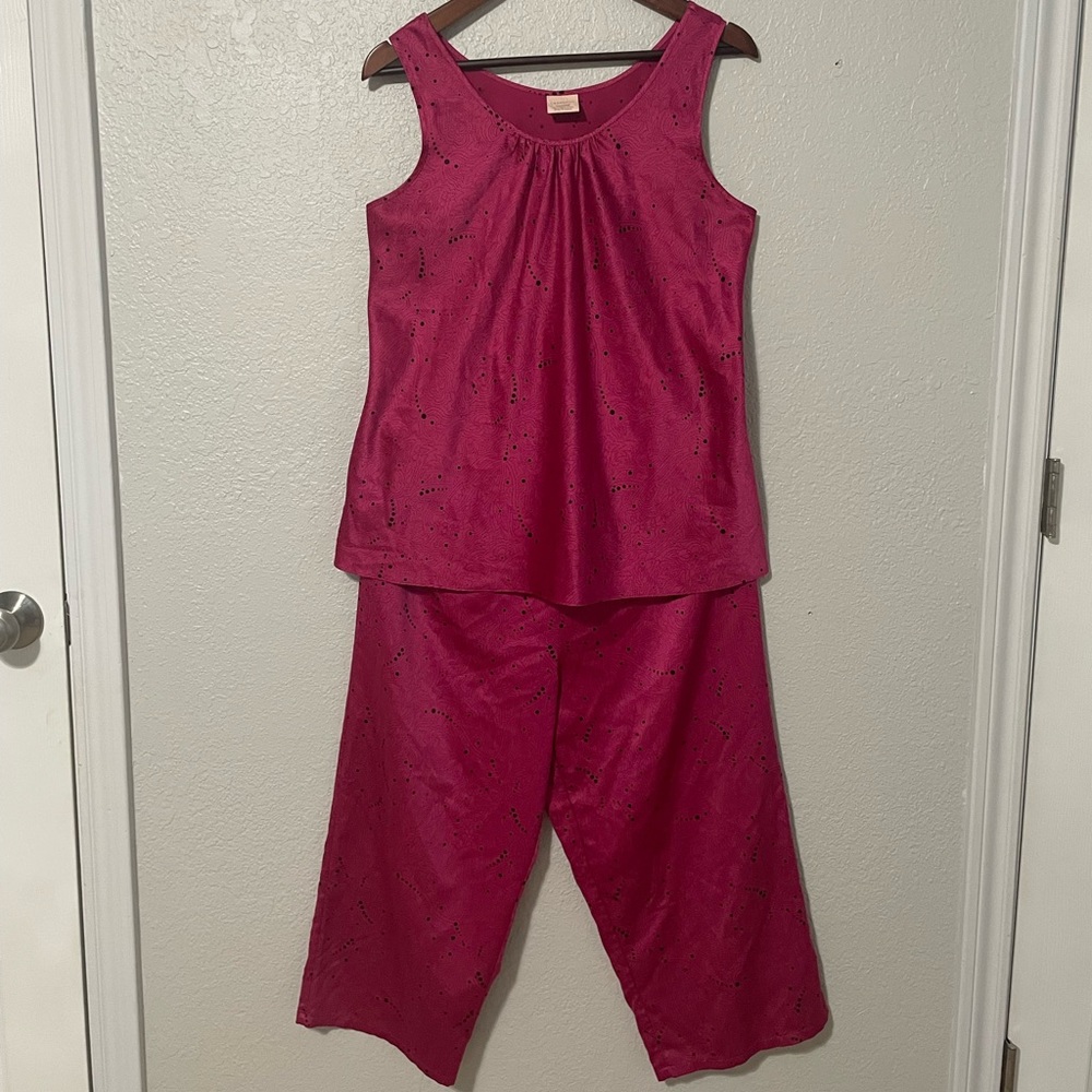 Cabernet Satin Pajama Set In Hot Pink Gem